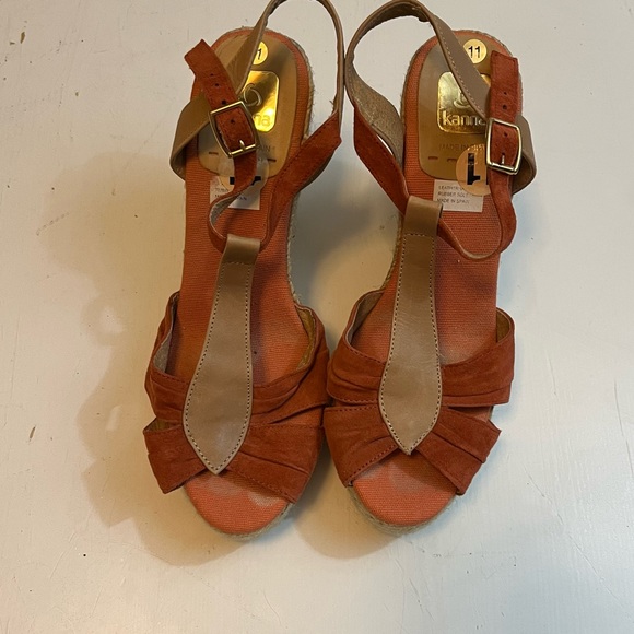 kanna | Shoes | Kanna Orange Leather Espadrille Wedge Sandals Size 1 | Poshmark